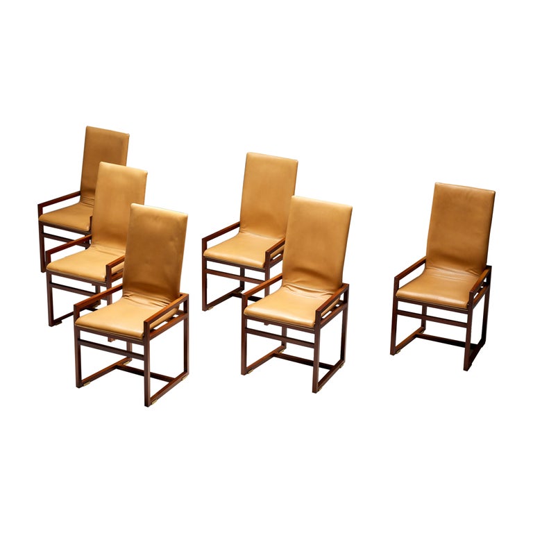 Rosewood Low Arm Dining Chairs by Pierre Balmain, France, 1980s For ...