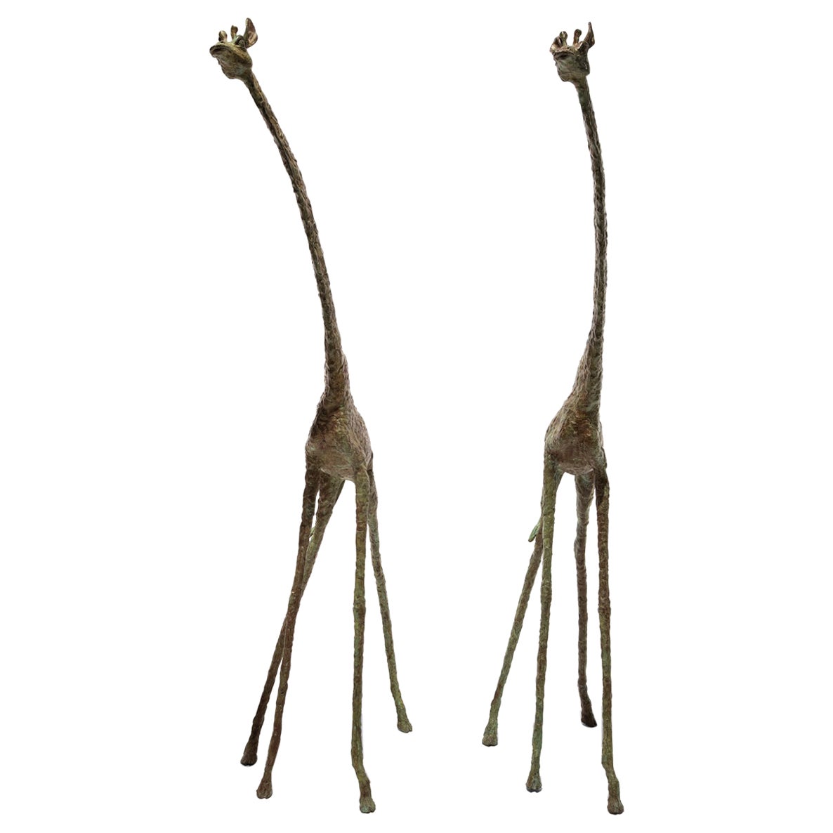 "Giraffes" Bronze Sculptures by Tom Brun, Elongated Limbs, Sweet Faces ...