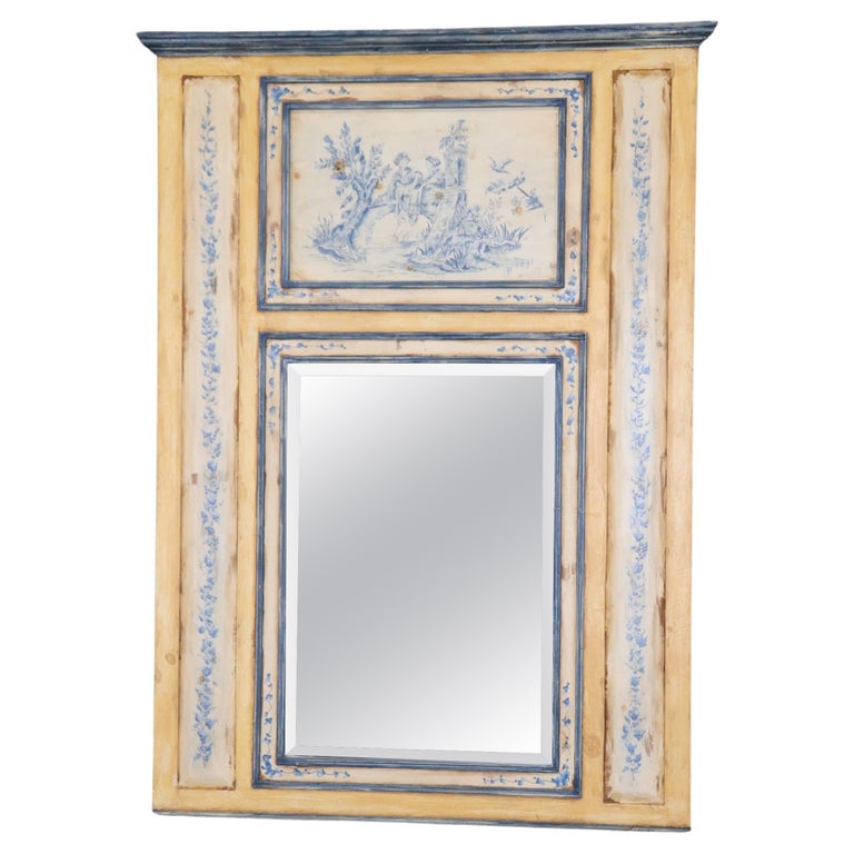 Large Antique Paint Decorated Habersham Plantation Trumeau Wall Mirror ...