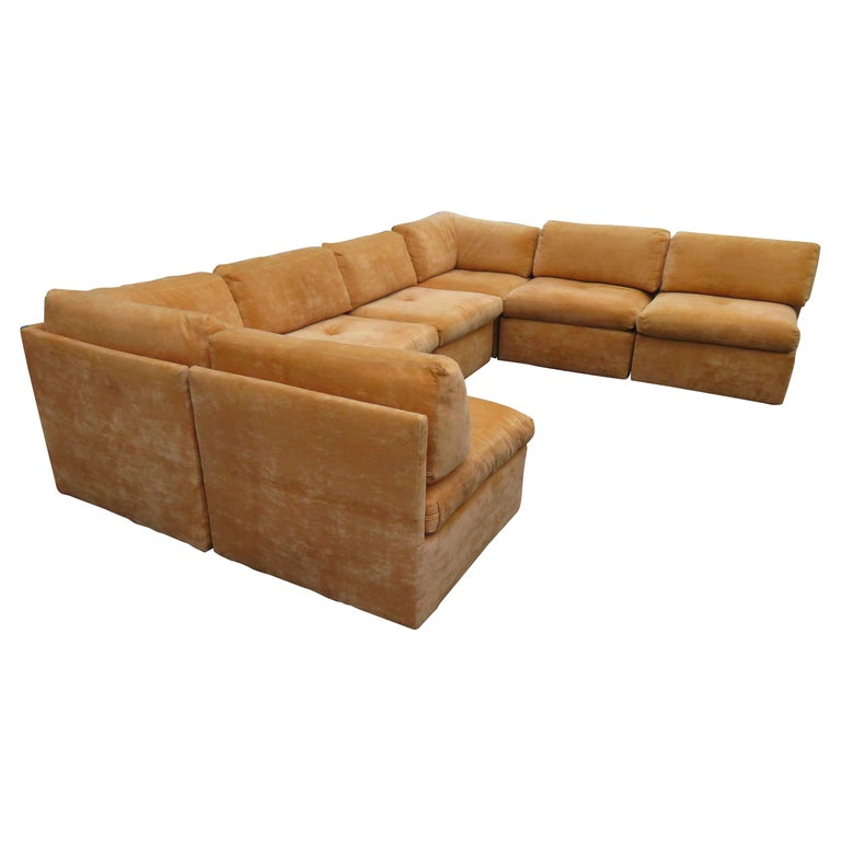 Spectacular 7 Piece Milo Baughman Style Cube Sectional Sofa Mid-Century ...