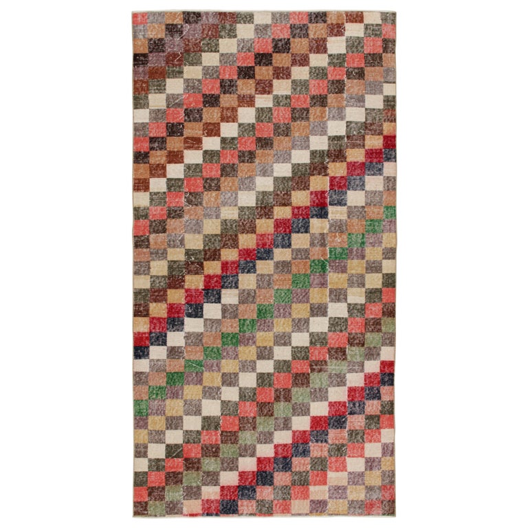 Vintage Zeki Müren Rug in Polychromatic Geometric Patterns by Rug and ...