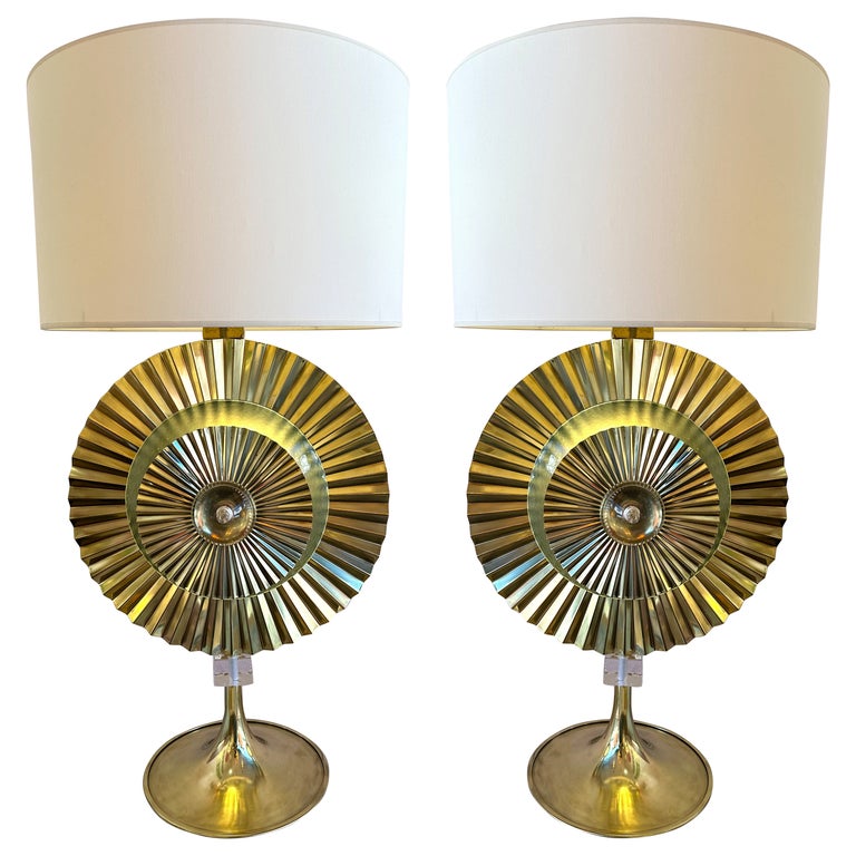 Contemporary Pair of Brass and Murano Glass Sun Lamps, Italy For Sale ...