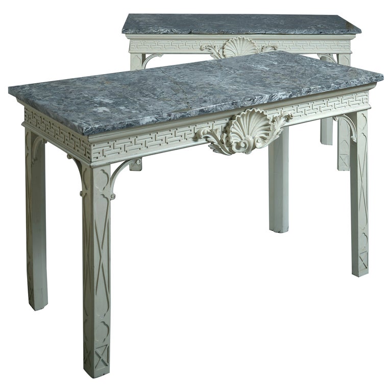Pair of George III White-Painted Side Tables For Sale at 1stDibs
