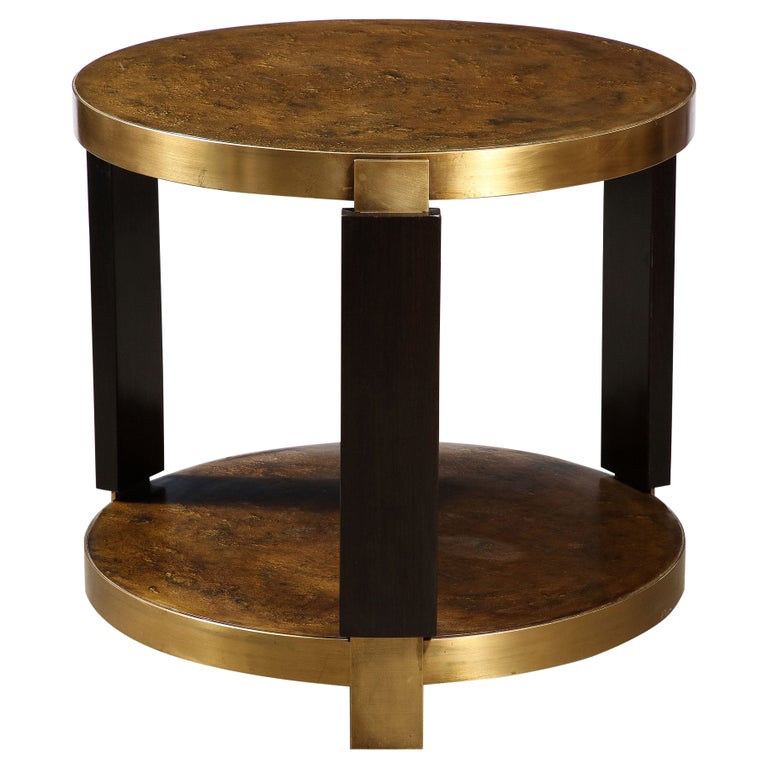 Contemporary Brass and Wood Table For Sale at 1stDibs