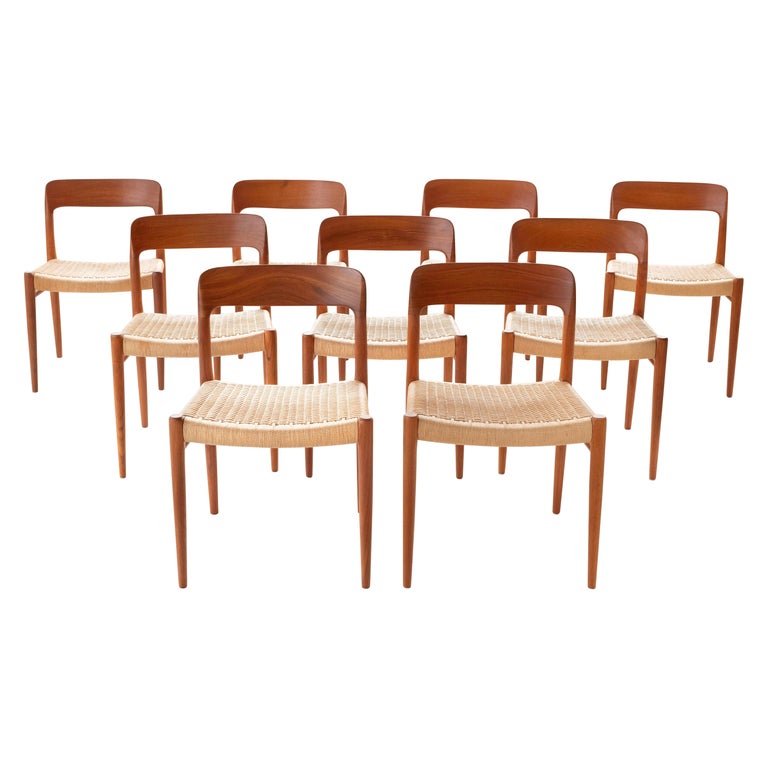 Niels Moller Model 75 Dining Chairs for J.L. Moller in Teak, Set of 9 ...