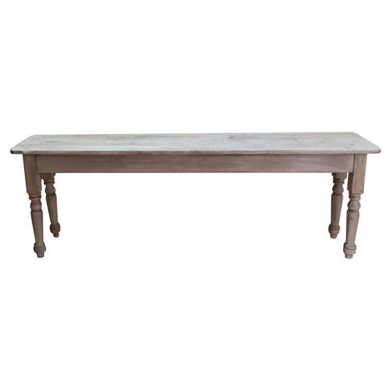 Long Antique Bleached Pine Console or Serving Table, English, 19th ...