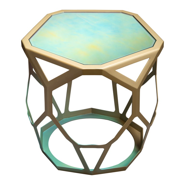 Lattice Side Table Gold For Sale at 1stDibs