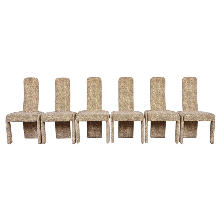 Pierre Cardin Leopard Print Upholstered High Back Dining Chairs, Set of ...