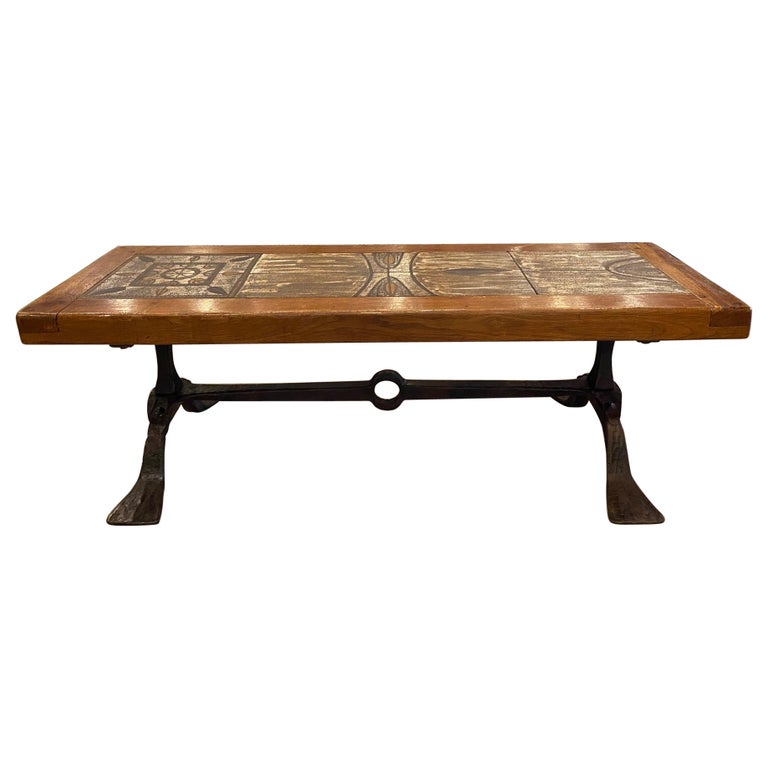 Iron and Tile Cocktail Table by JG Picard, France, 1960's For Sale at ...