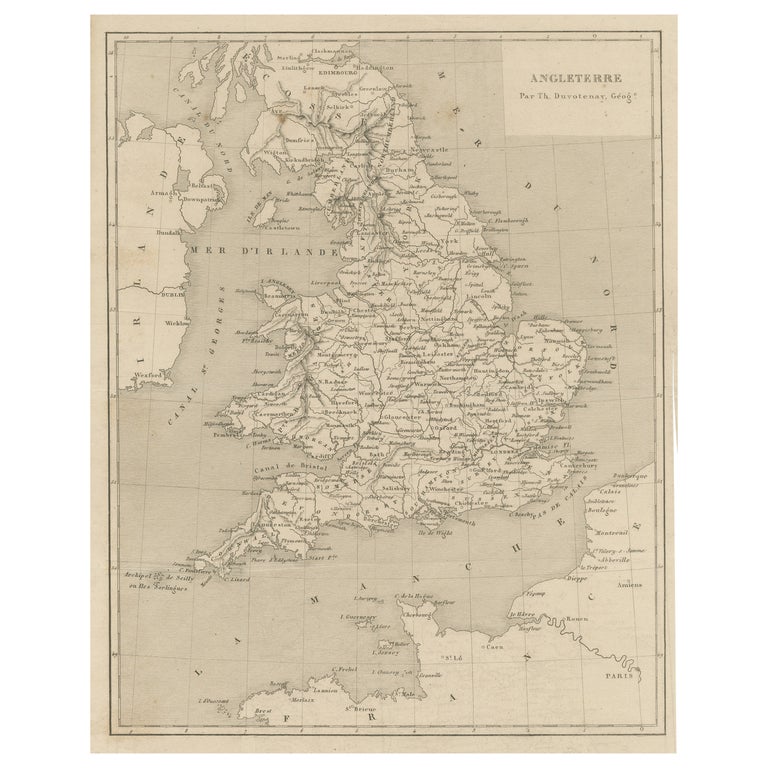 Steel Engraved Antique Map of England For Sale at 1stDibs