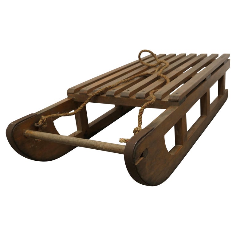 Vintage Heavy Quality Alpine Sledge in Beech For Sale at 1stDibs
