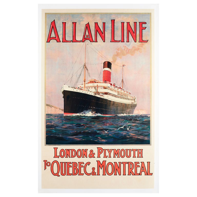 Rosenvinge, Original Vintage Boating Poster, Allan Line, London ...