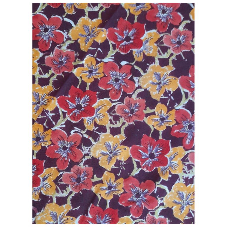 Handprinted Cotton Table Cloth For Sale at 1stDibs