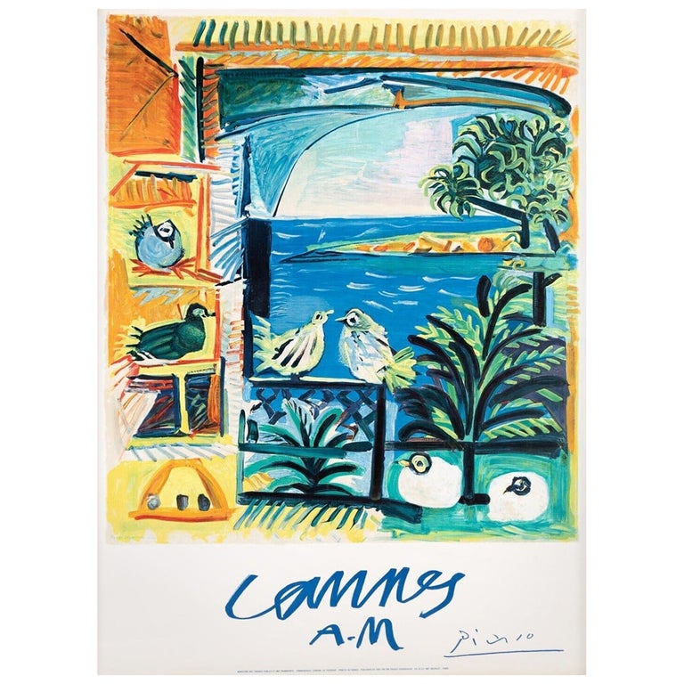 1961 Pablo Picasso, Cannes A.M. Original Vintage Poster For Sale at 1stDibs