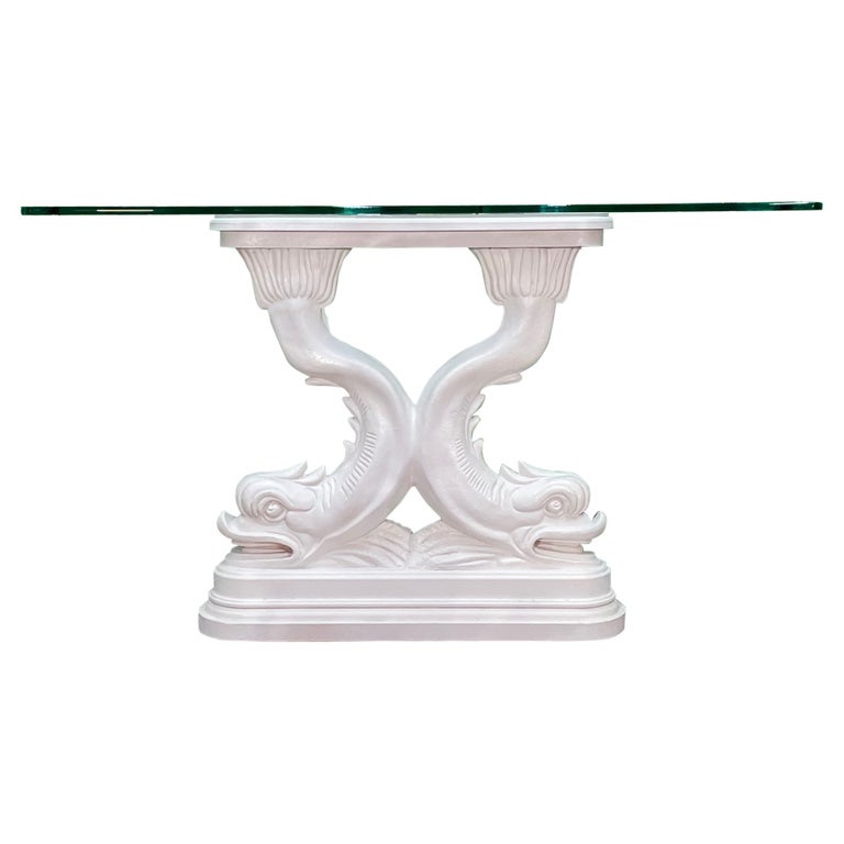 Asian Dolphin Fish Sculptural Console Table For Sale at 1stDibs