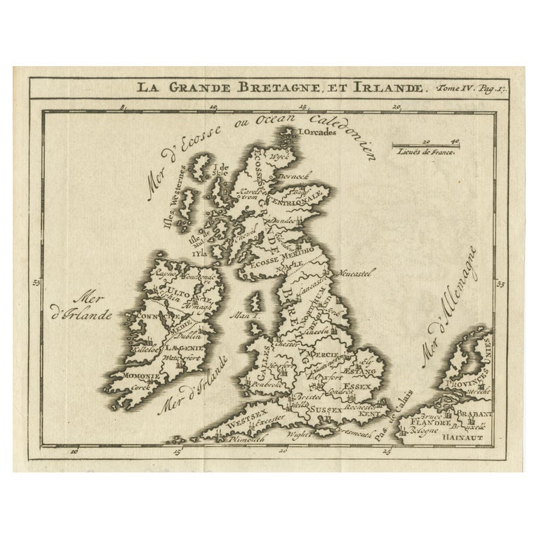 Small Antique Map of Great Britain and Ireland For Sale at 1stDibs