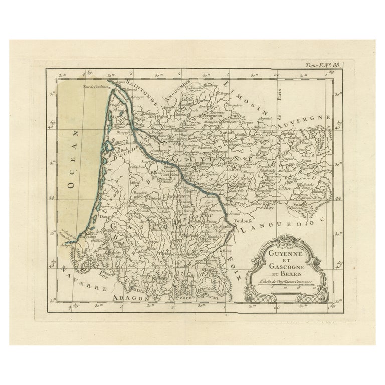 Antique Map of Guyenne, Gascony and Béarn, France For Sale at 1stDibs