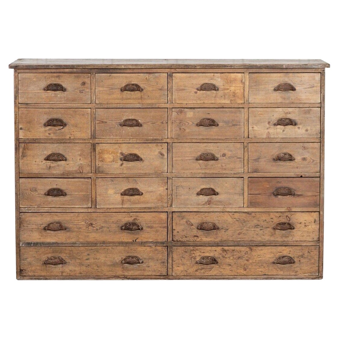 Large 19th Century English Pine Apothecary Bank Drawers at 1stDibs