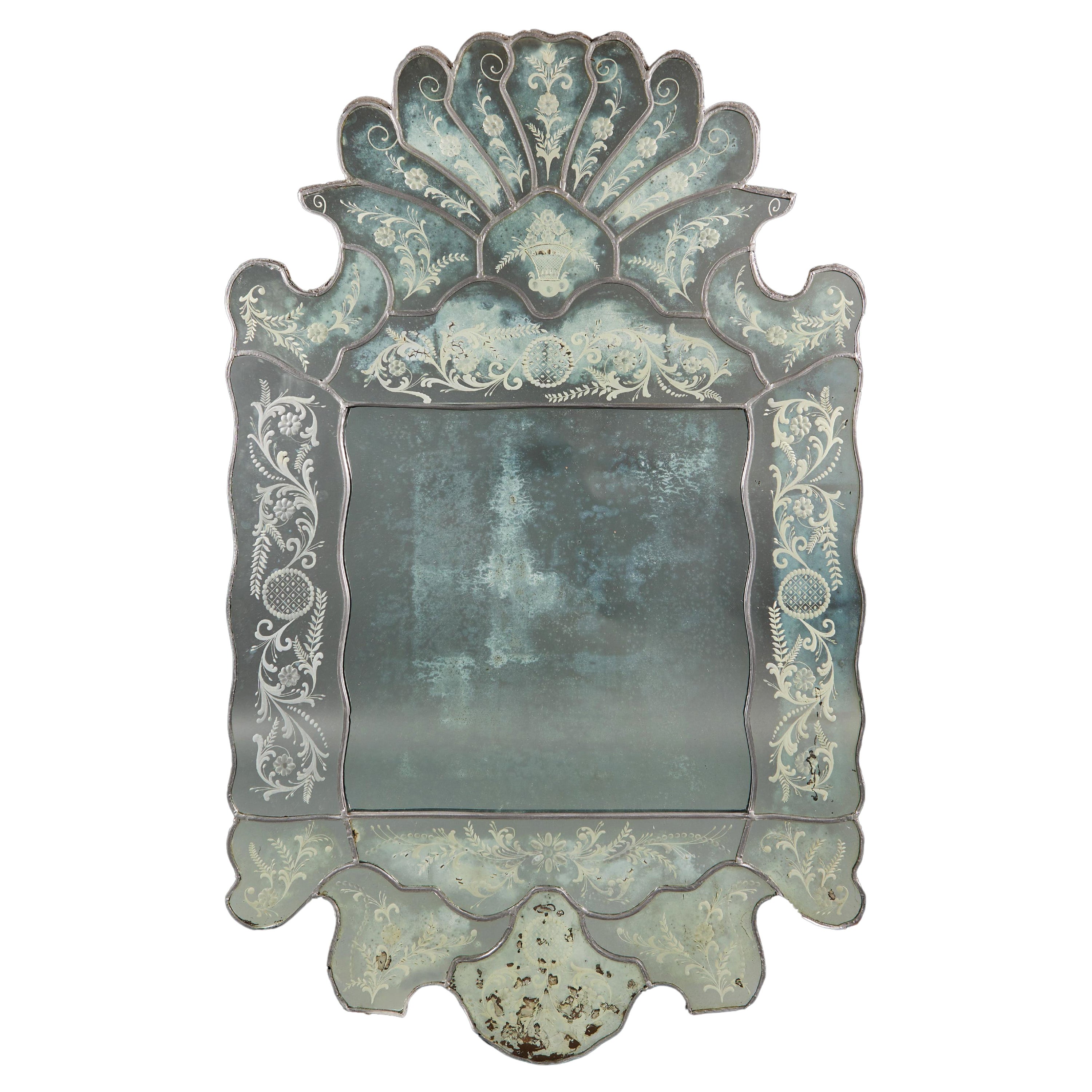 Louis XIV Regence Glazing Bead Mirror, Looking Glass, Engraved Glass ...