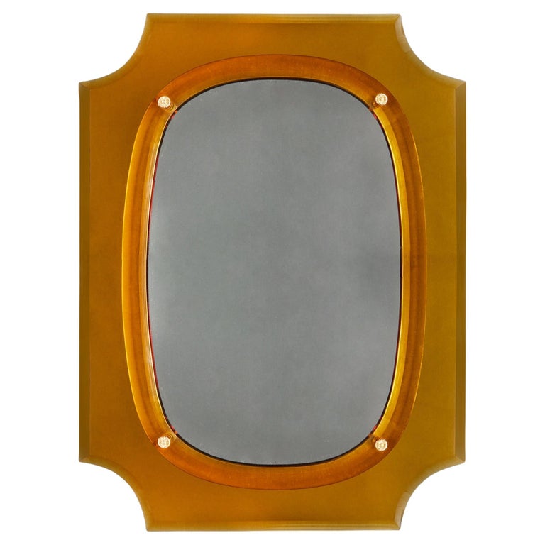 An Amber Glass Mirror after Fontana Arte For Sale at 1stDibs
