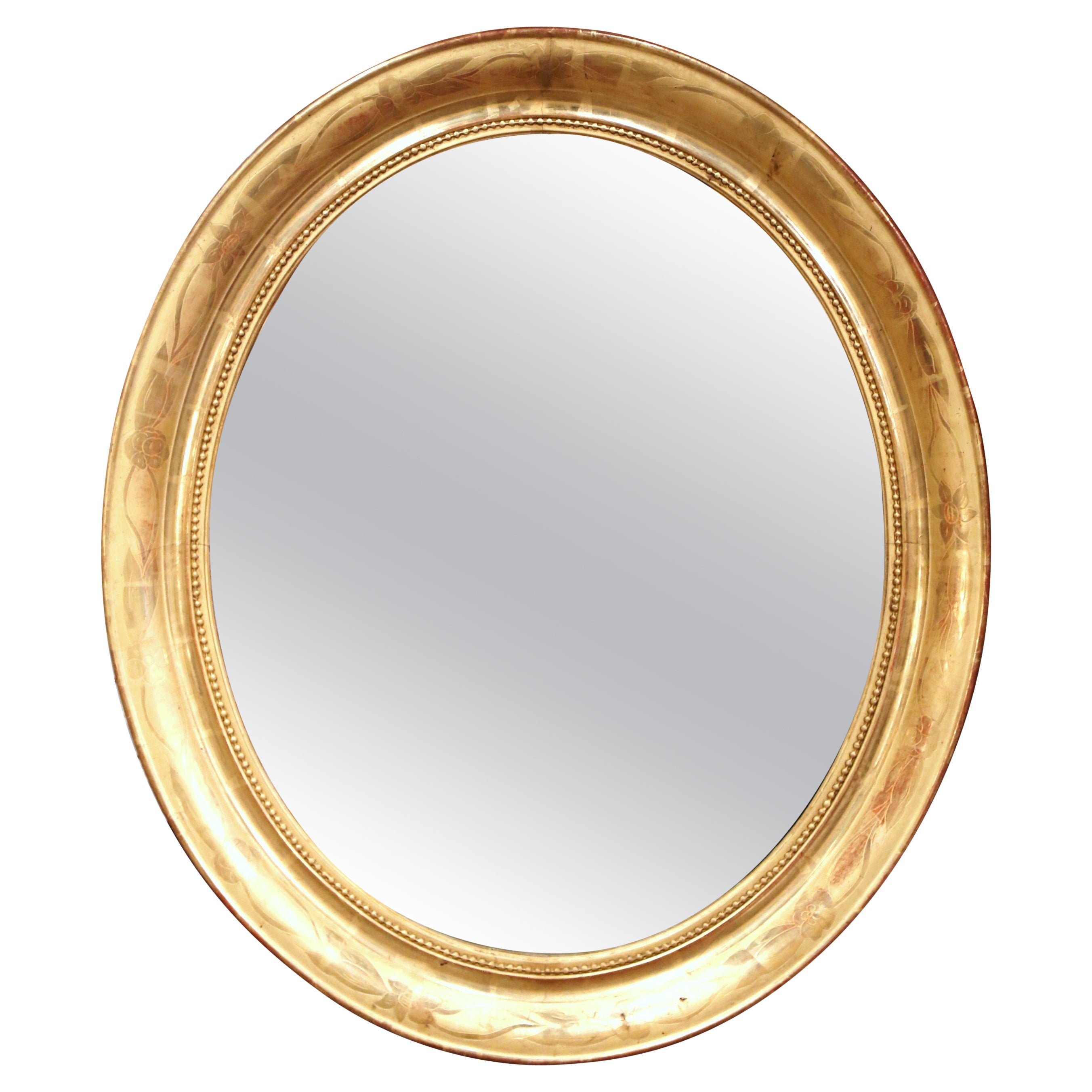 CAROLINA MIRROR Oval Wall Mirror with Flora Motif For Sale at 1stDibs ...