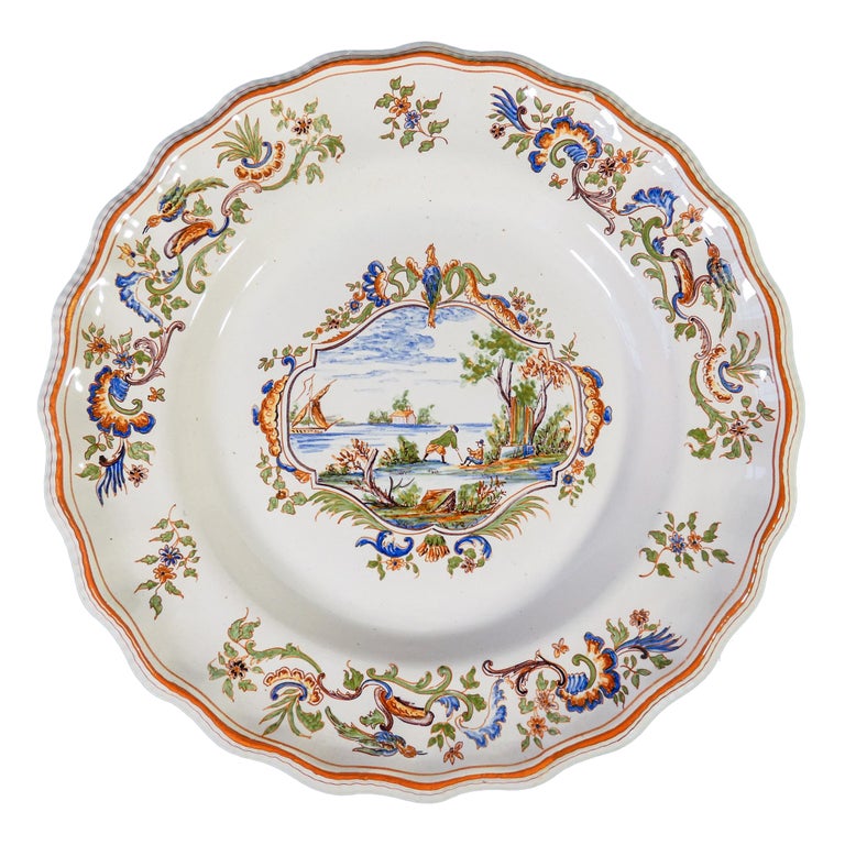 Ceramic plate by MOUSTIERS, Faience. Hand painted. France, eighteenth ...