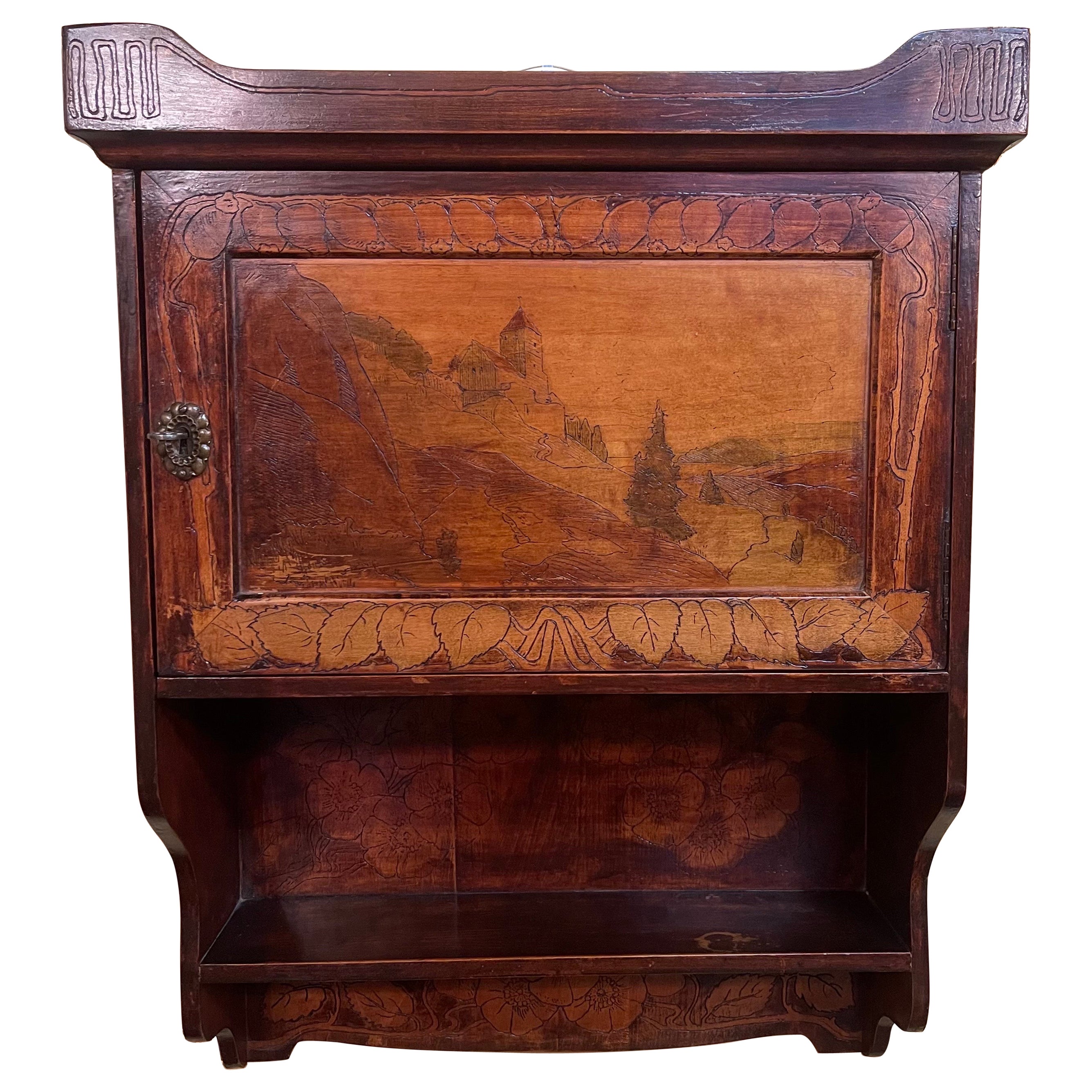 Art Nouveau hanging cupboards With fruitwood inlays For Sale at 1stDibs