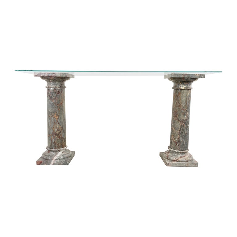 Vintage Marble Column Console Table Italy, 1960s For Sale at 1stDibs