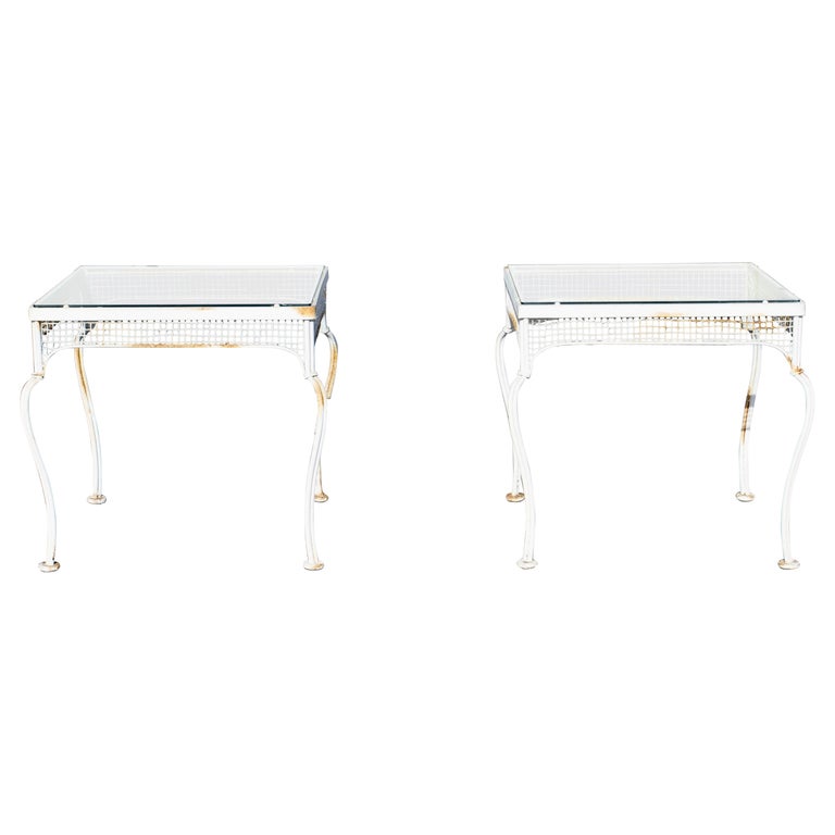 Rare 1950s Mid Century Modern Woodard Wrought Iron and Mesh Glass Top ...