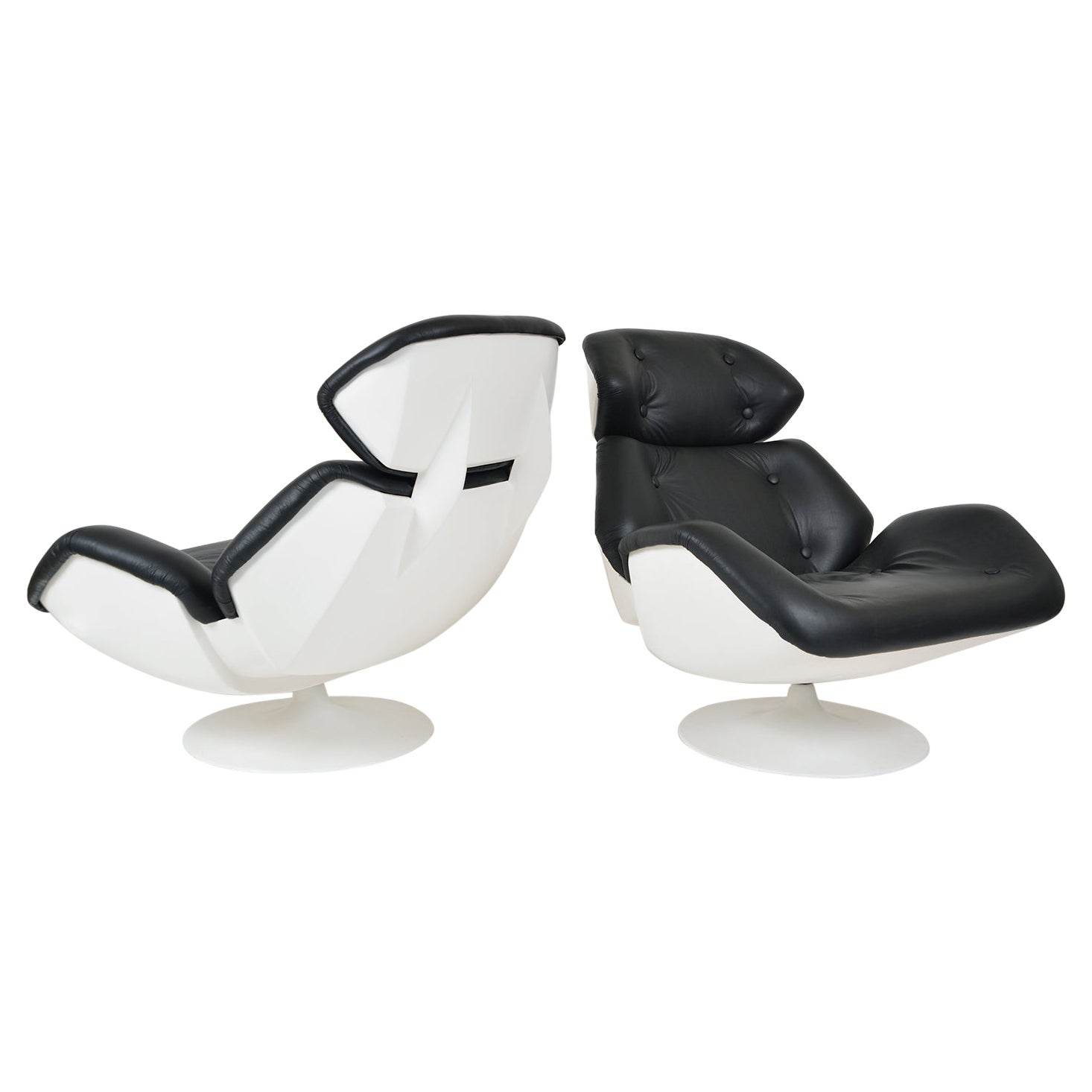 Rare Pair 1960s Space Age Swivel Lounge Chairs by Lurashell Fiberglass ...