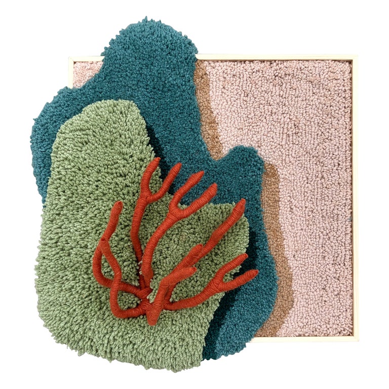 Handmade Contemporary Wool Wall Tapestry with textile coral sculpture ...