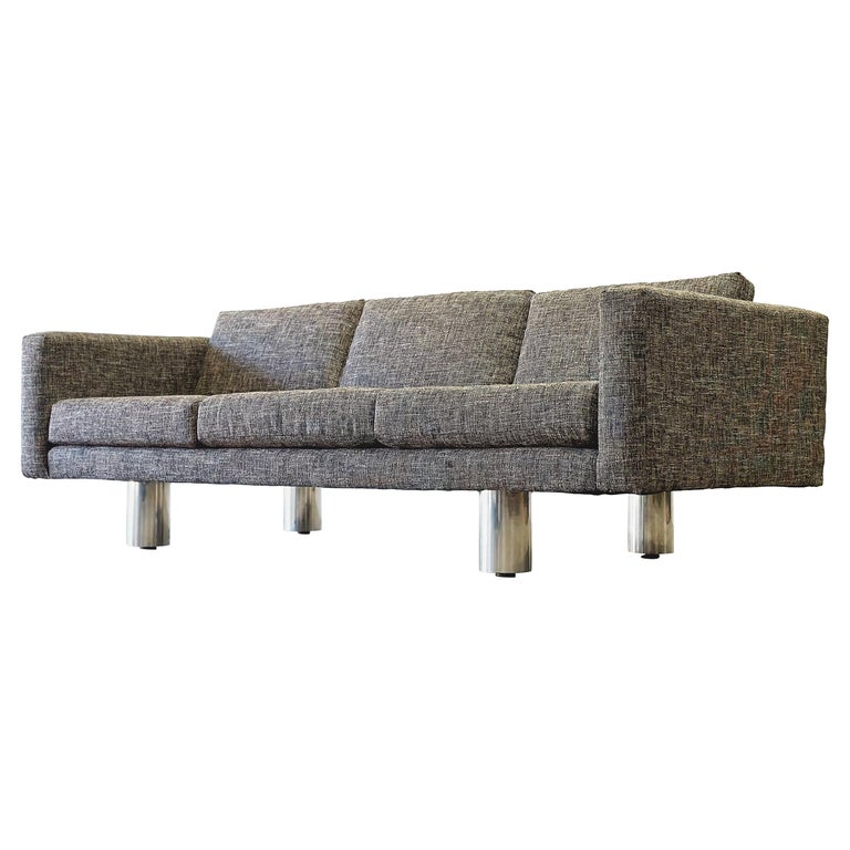 Midcentury Sofa by Selig - Tuexdo Style - Polished Chrome Cylinder Drum ...