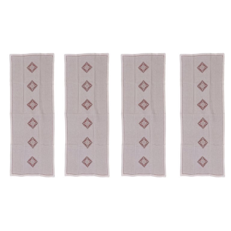 Set of Four Linen Curtains with Square Inserts For Sale at 1stDibs