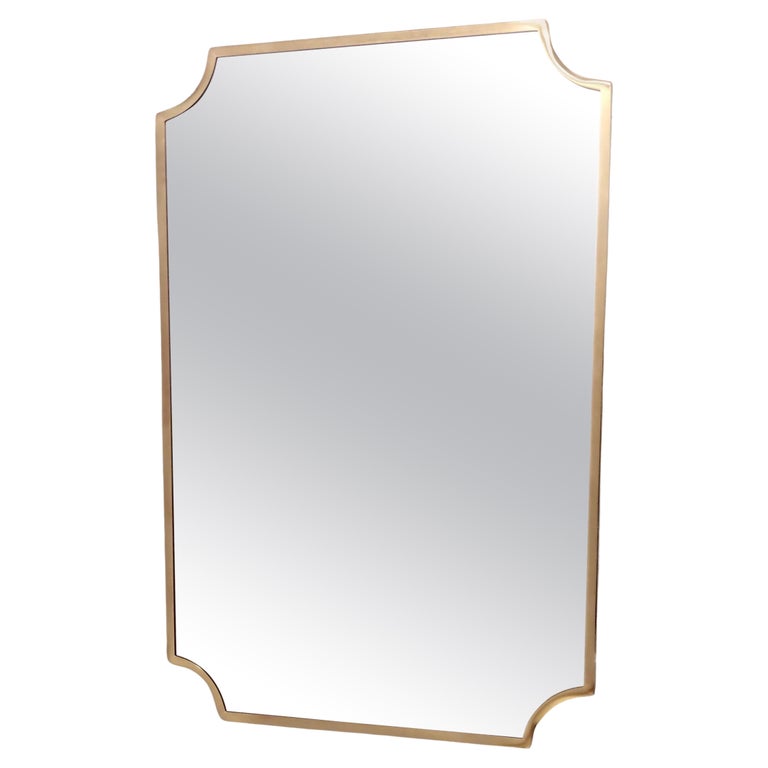 Vintage Rectangular Beveled Glass Wall Mirror with Brass Frame, Italy ...
