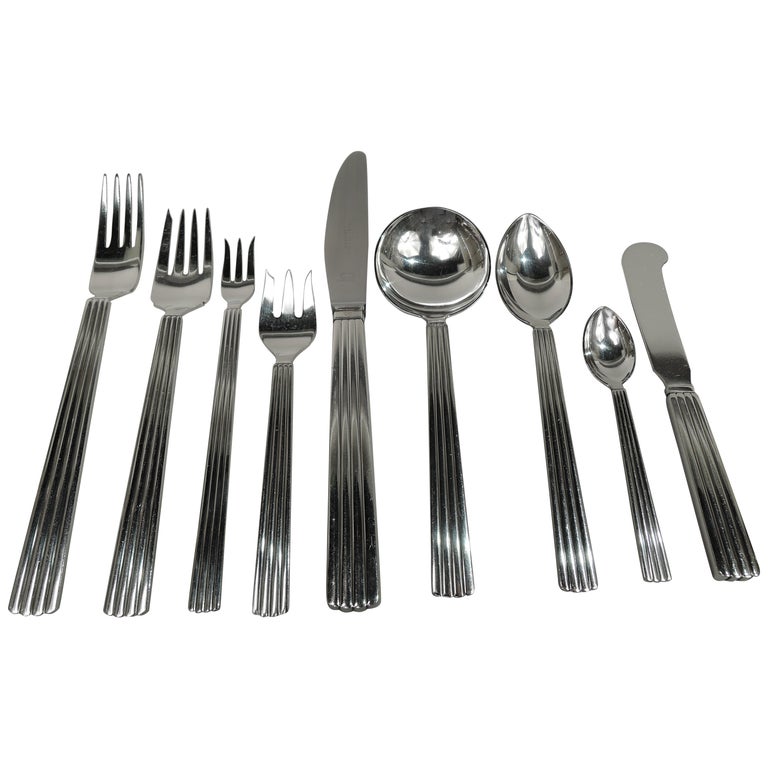 Georg Jensen Bernadotte Danish Dinner Set for 12 with 123 Pieces For Sale at 1stDibs