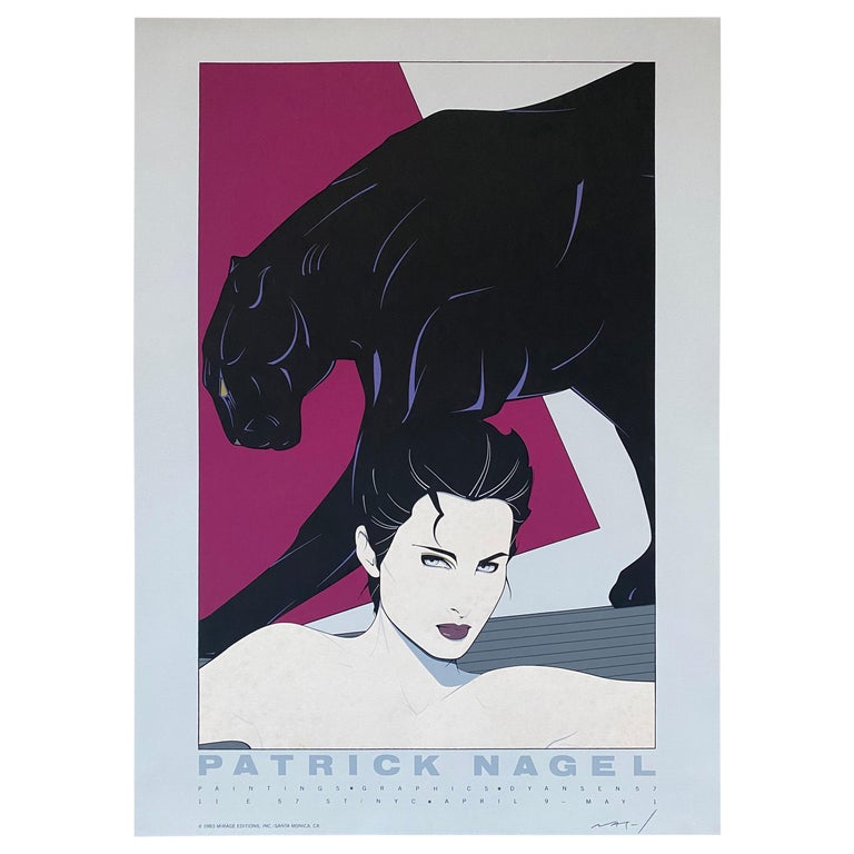 Patrick Nagel Black Panther Dyansen Gallery Ny, Mirage Editions Serigraph, 1983 For Sale at 1stDibs
