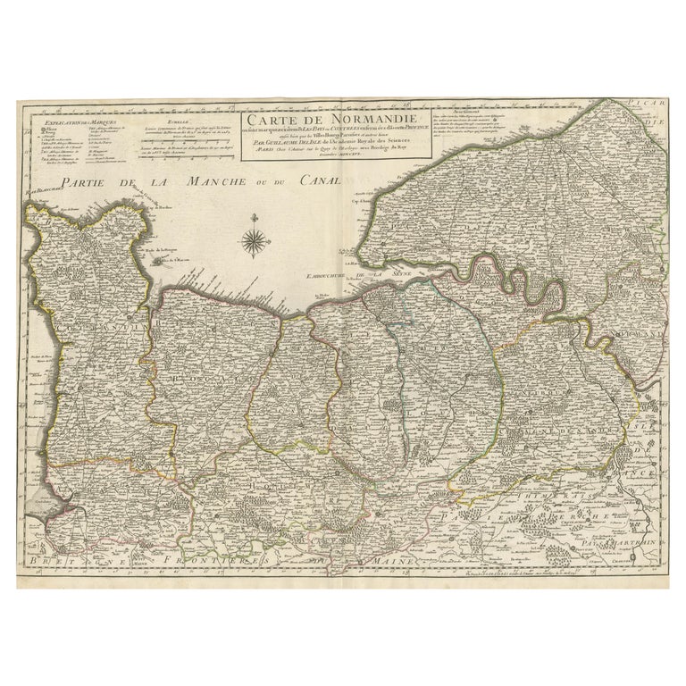 Original Antique Map of Normandy, France For Sale at 1stDibs