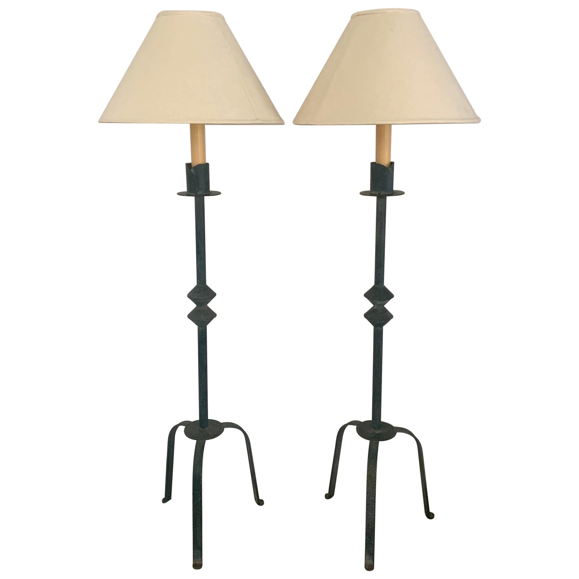 Pair of Post Modern Columnar Plaster Floor Lamps by Bob Graham Circa ...