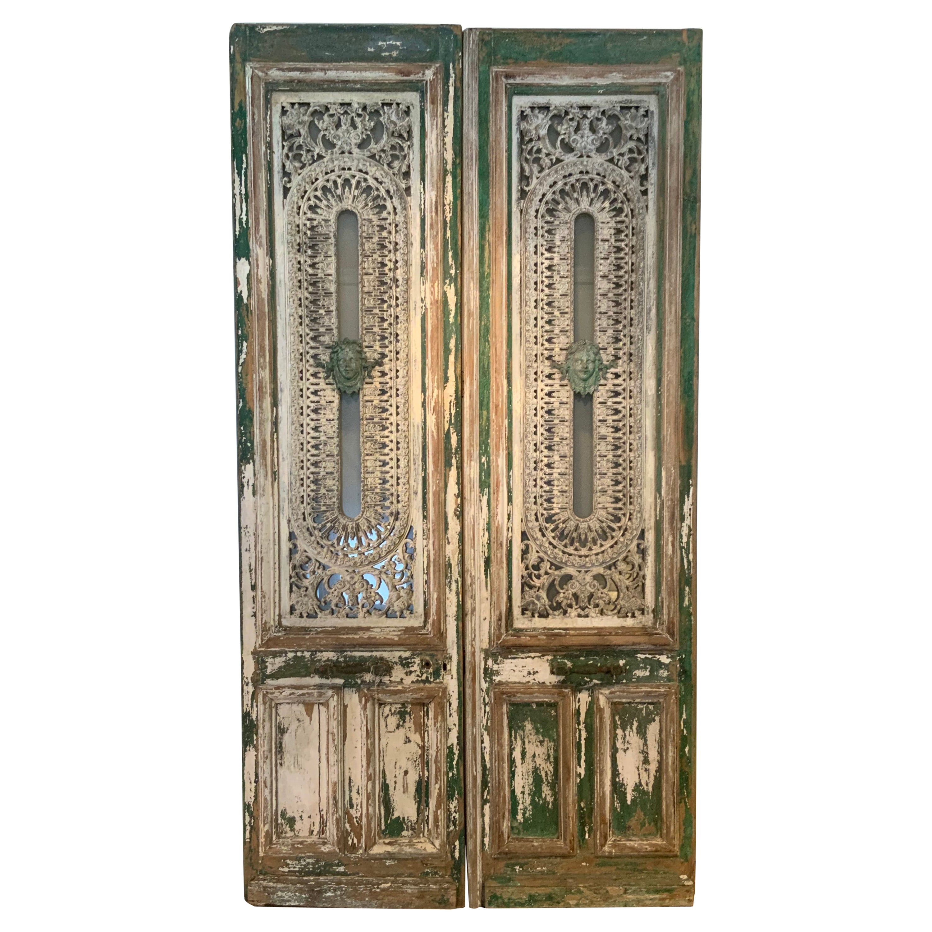 Pair of 19th Century Large Italian Doors with Iron Panels at 1stDibs