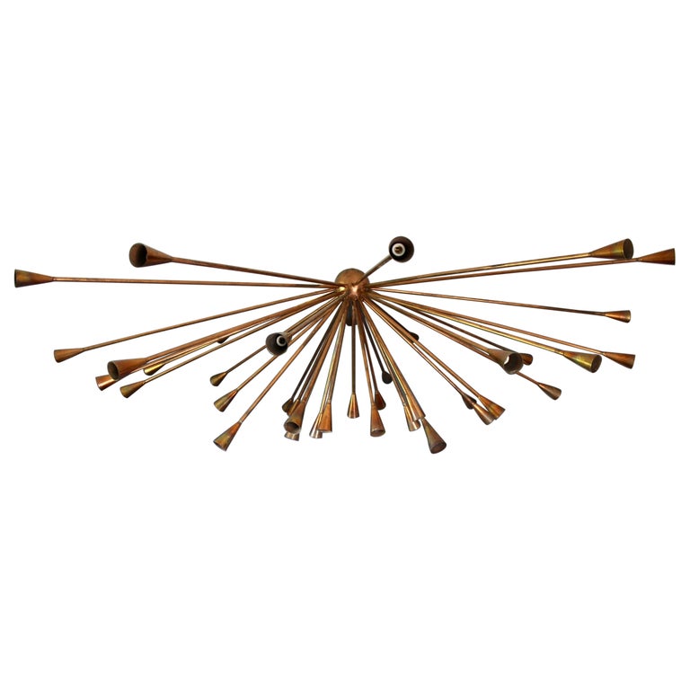 Copper Large Sputnik Chandelier with Forty Arms For Sale at 1stDibs