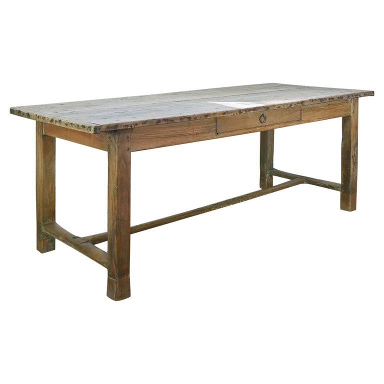 Table de réfectoire en chêne et sycomore du début du 19e siècle En ...