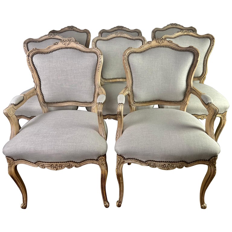 Set of Eight French Louis XV Style Dining Chairs For Sale at 1stDibs