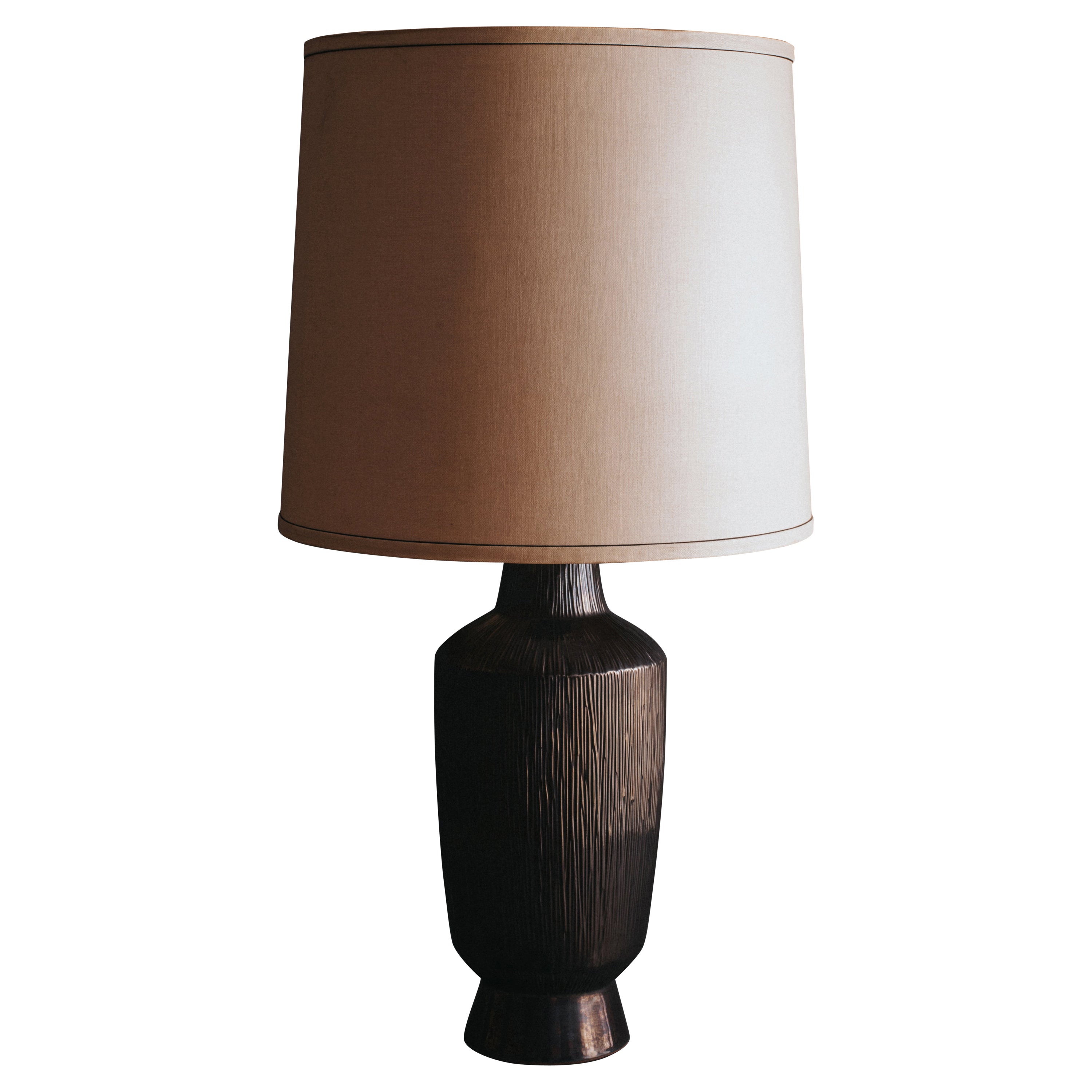 Lee Rosen for Design Technics Gunmetal Ceramic Table Lamp, Rare Glaze ...