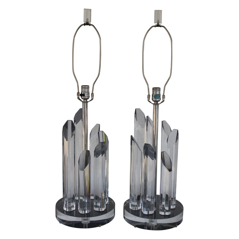 Pair of Lucite Lamps by Astrolite for Ritts Company, Los Angeles, CA ...