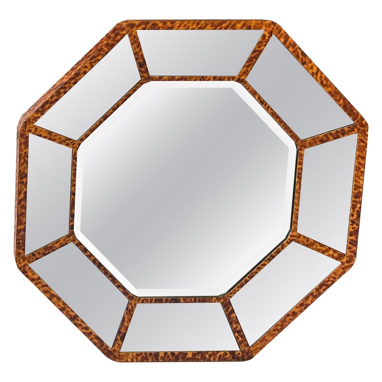 Late 20th-C. Faux Tortoise Shell Hexagon Form Wall Mirror - 40”D For ...