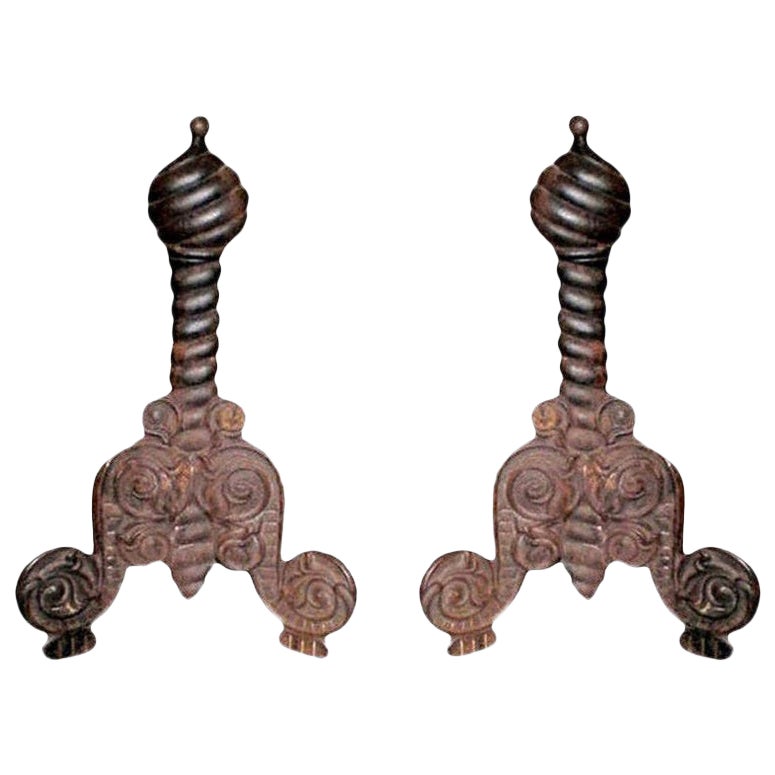 A Pair of Moderne Andirons by Bennett For Sale at 1stDibs