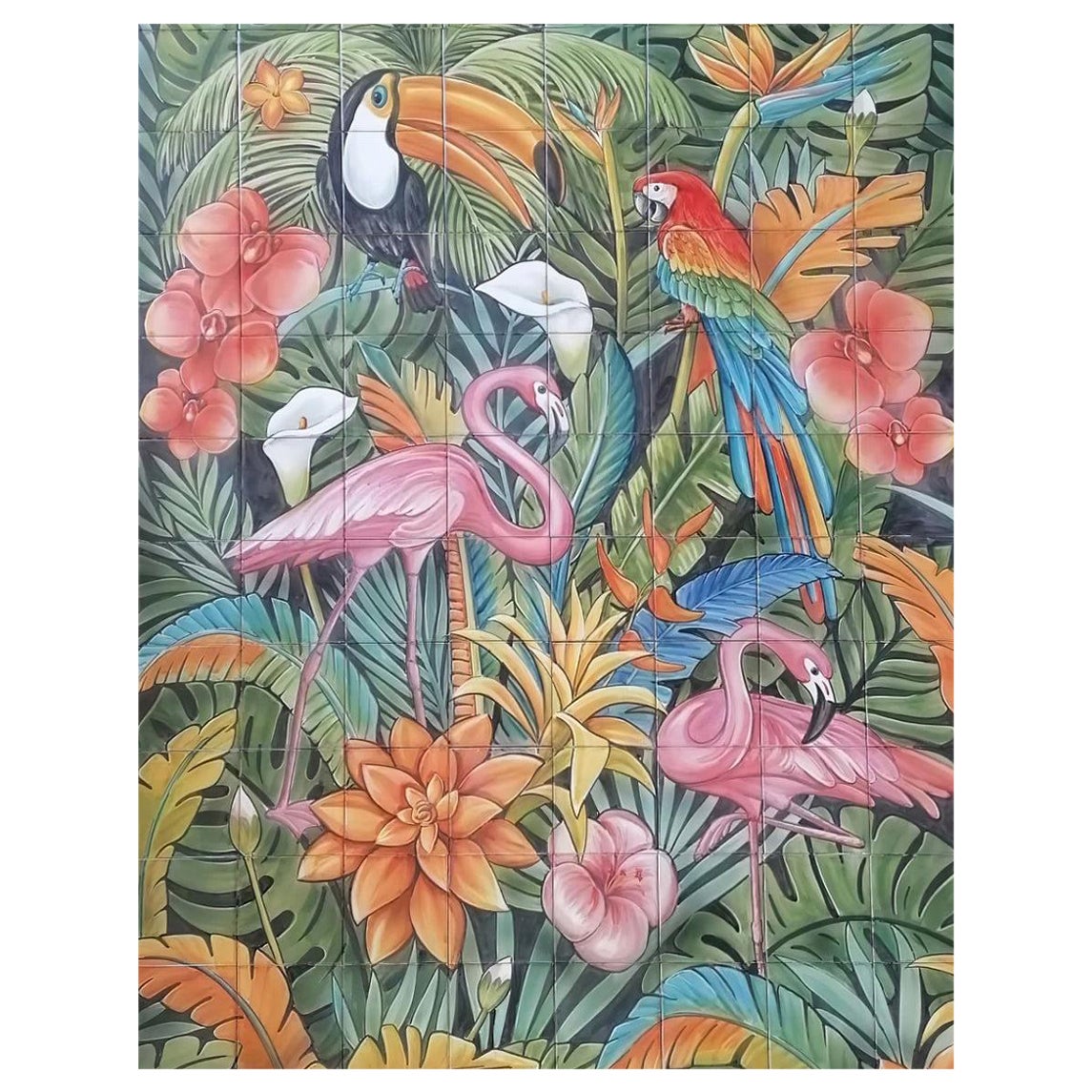 Azulejos Portuguese Hand Painted Tile Mural "Birds" Signed by Artist ...