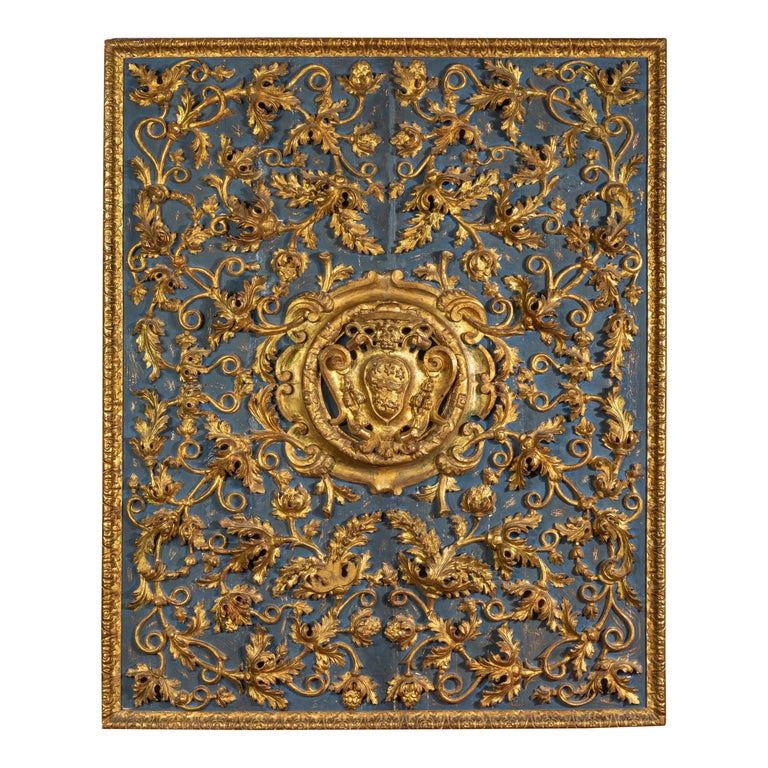 Large Decorative French Giltwood Wall Panel For Sale at 1stDibs