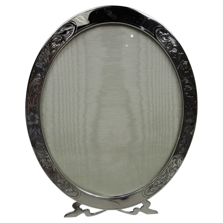 Unger Edwardian Art Nouveau Sterling Silver Oval Picture Frame For Sale ...