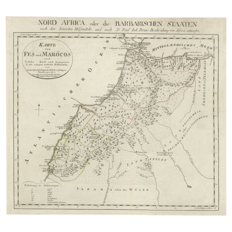 Antique Map of Fez and Morocco For Sale at 1stDibs